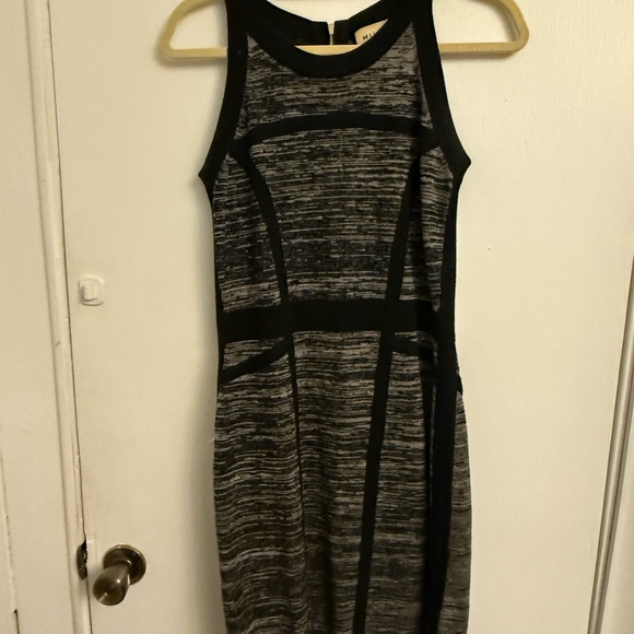 Milly | Dresses | Milly Gray And Black Sheath Midi Dress | Poshmark